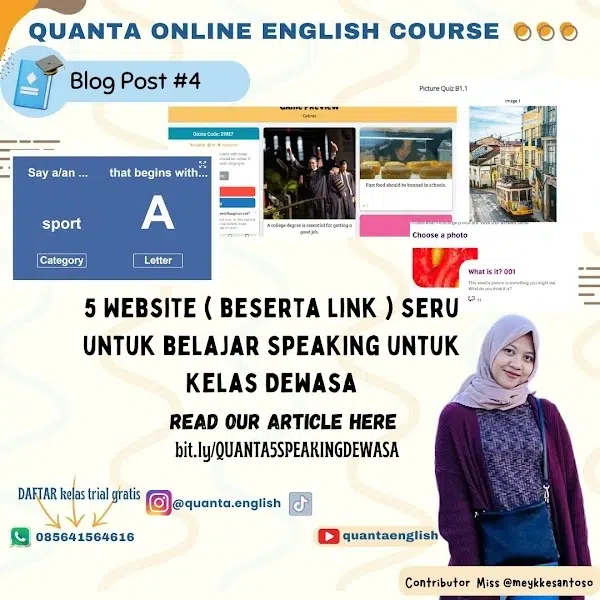 5 Website ( beserta link ) Seru untuk belajar Speaking untuk Kelas Dewasa - Quanta English